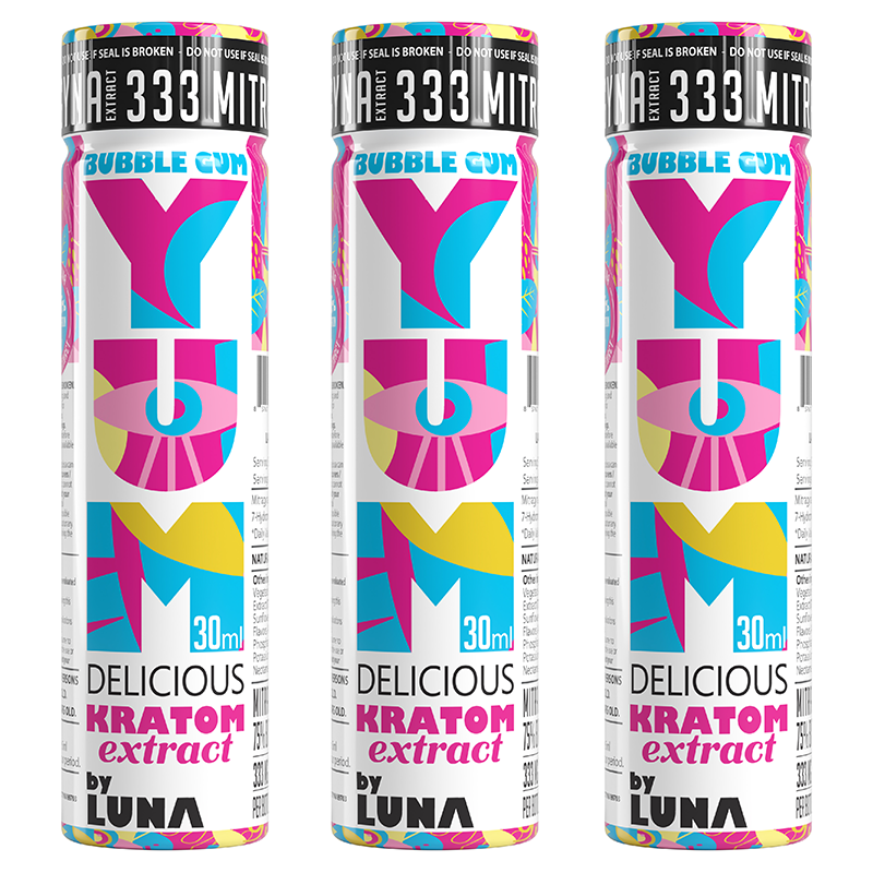 YUM by LUNA - Triple Play Kratom Extract - Bubble Gum Flavor | YUM by LUNA